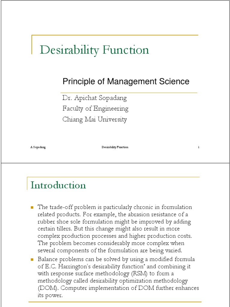 Desirability Function | PDF | Mathematical Optimization | Function ...