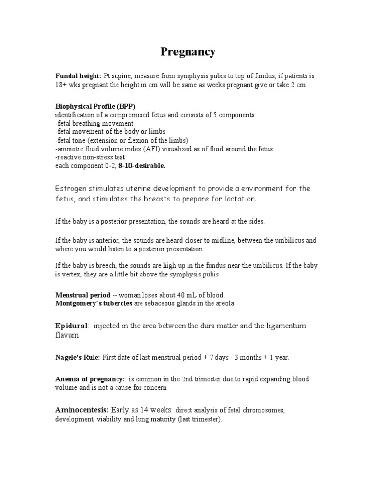 NCLEX Pregnancy Notes | PDF | Fetus | Pregnancy