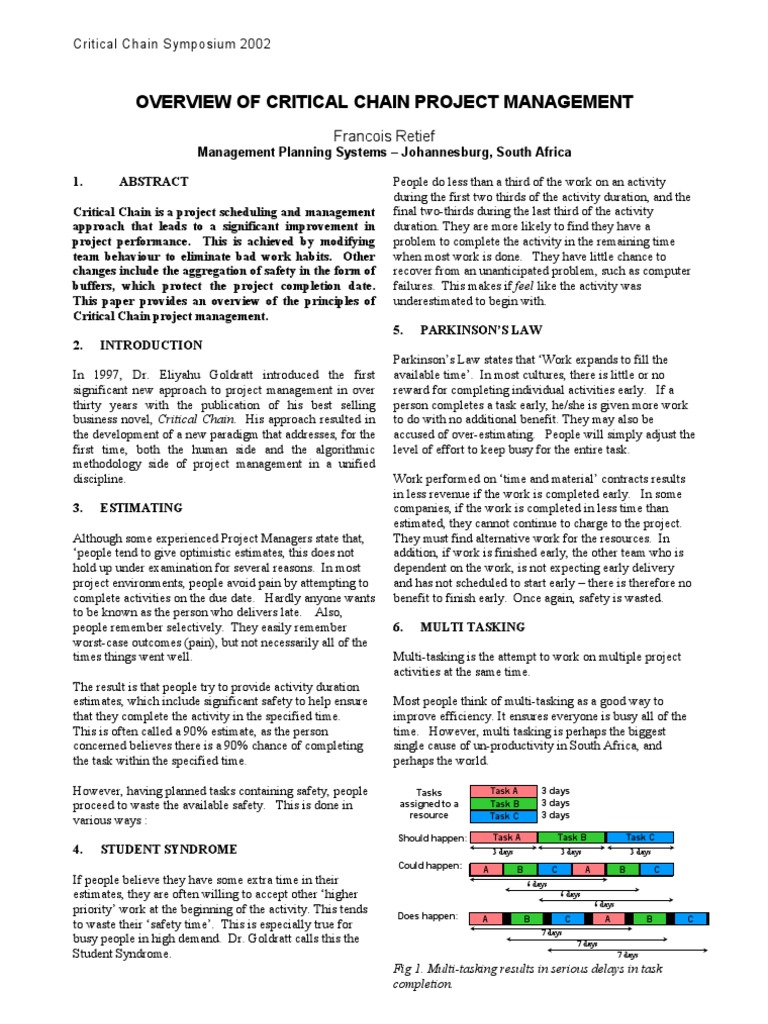 Overview of Critical Chain Methodology | PDF | Project Management ...