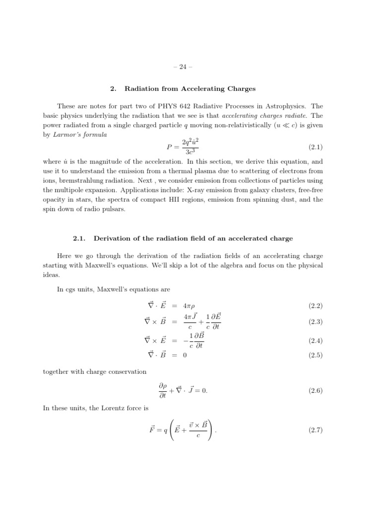 Radiation from Accelerating Charges Explained | PDF | Dipole ...