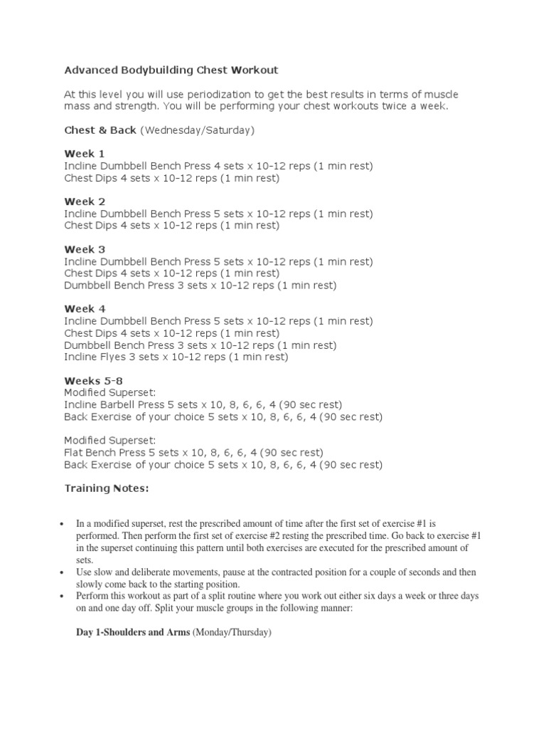 Advanced Bodybuilding Chest Workout | Download Free PDF | Physical ...