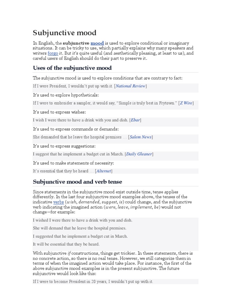 Subjunctive Mood | PDF | Grammatical Tense | Linguistic Morphology
