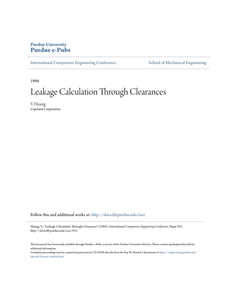 Leakage Calculation Through Clearances | PDF | Fluid Dynamics | Navier ...
