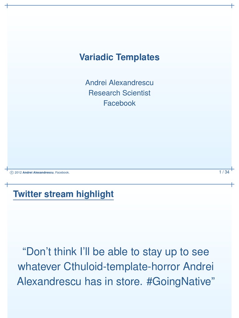 GN12 Variadic Templates Are Funadic | PDF | Object Oriented Programming ...