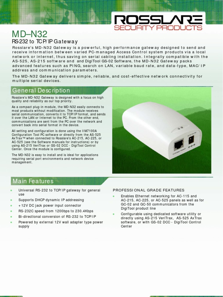 MD-N32 Datasheet - V2.0 - 041108 PDF | PDF | Computer Network | Gateway ...