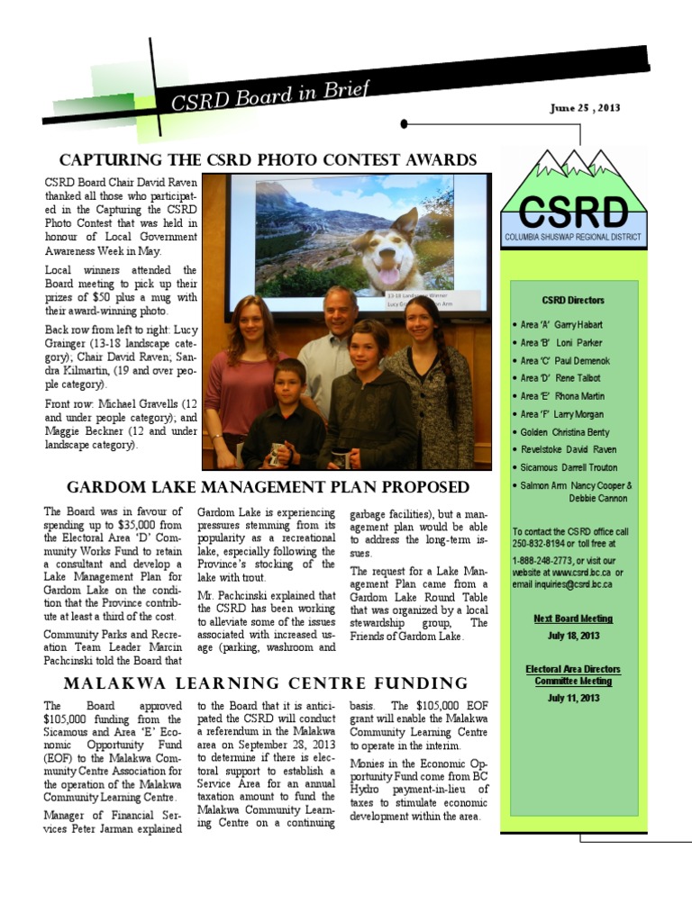 CSRD June 2013 Board in Brief | PDF | Economy And The Environment ...