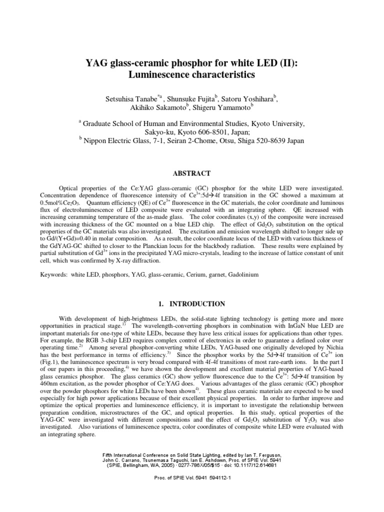 YAG Glass-Ceramic Phosphor For White LED (II) : Luminescence ...