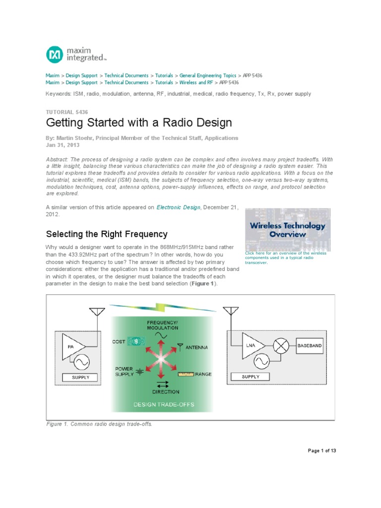 Getting Started With A Radio Design | PDF | Antenna (Radio) | Battery ...
