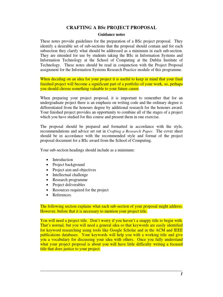 Crafting A BSC Project Proposal | PDF | Expert | Search Engine Optimization