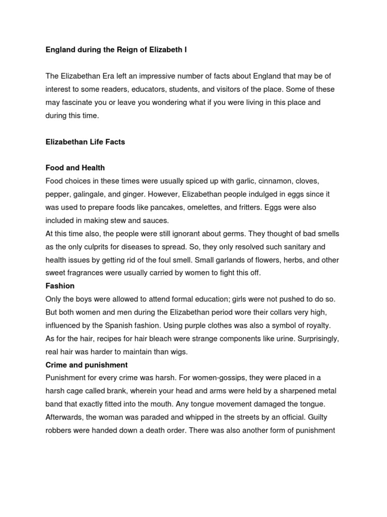 England During The Reign of Elizabeth I | PDF | Torture | Elizabethan Era