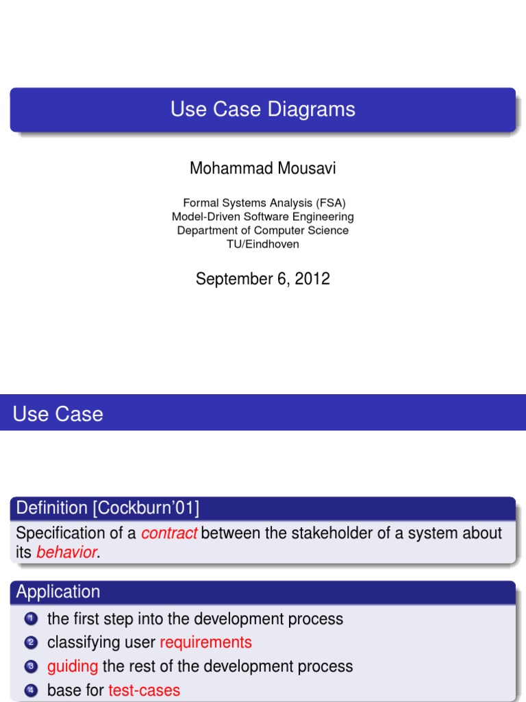 Use Case Diagrams: Mohammad Mousavi | PDF | Use Case | Information Technology