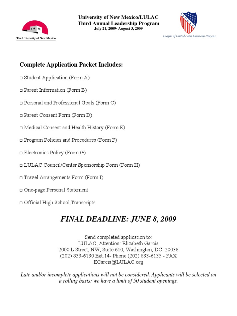 UNM/LULAC Leadership Program 2009 | PDF | Consent | Tort