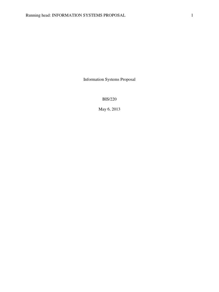 Information Systems Proposal | PDF | Information System | Business ...