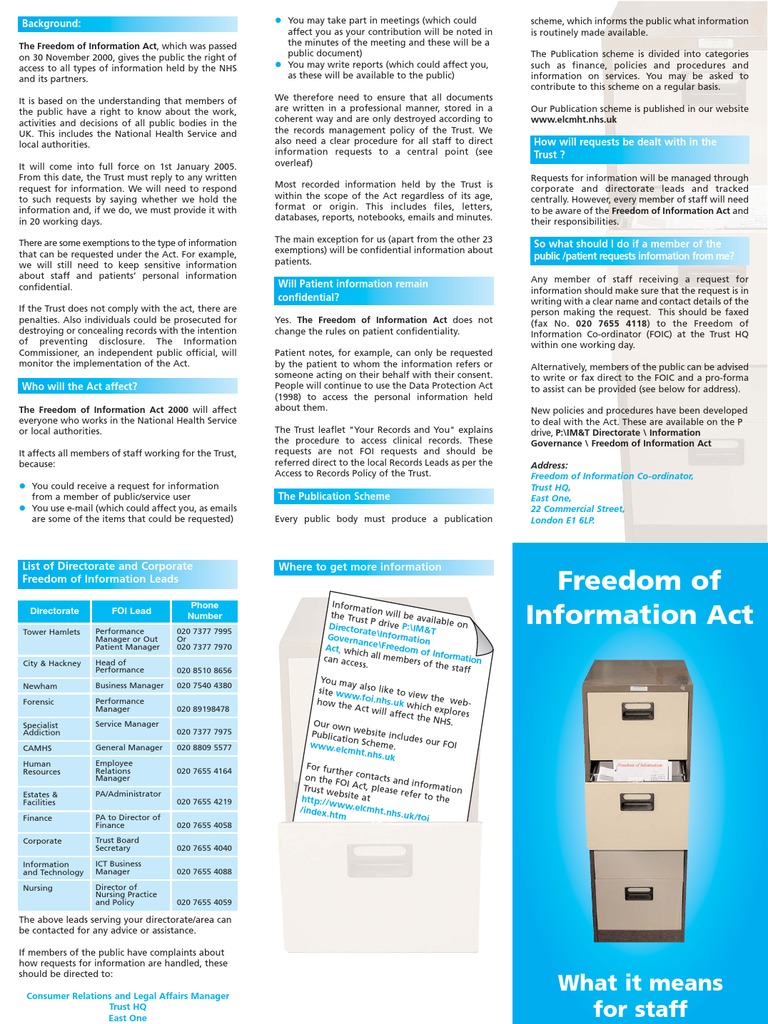 Freedom of Information Leaf | PDF | Freedom Of Information Laws By ...