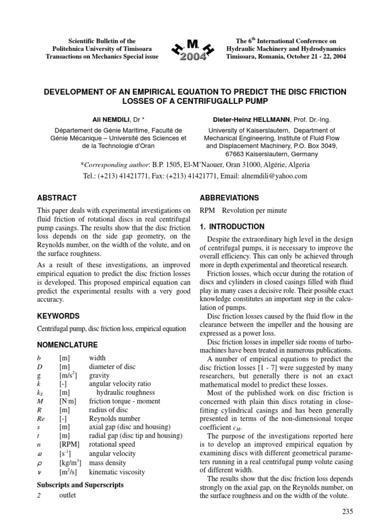 1 Disk Friction | PDF | Pump | Friction