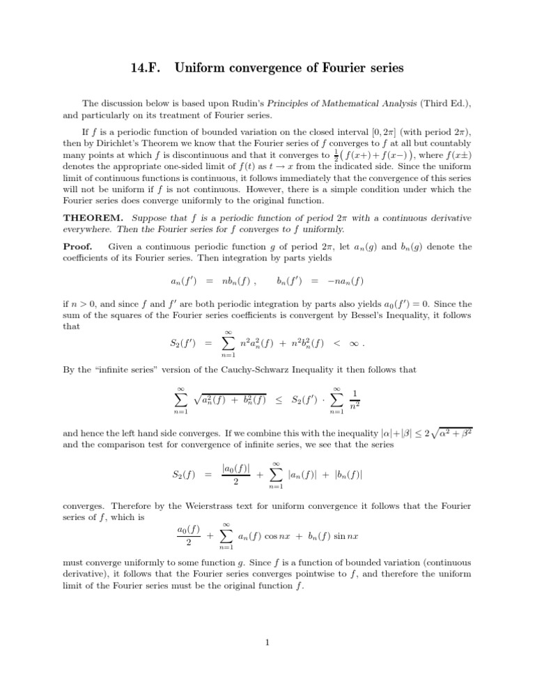 Uniform Convergence of Fourier Series | PDF