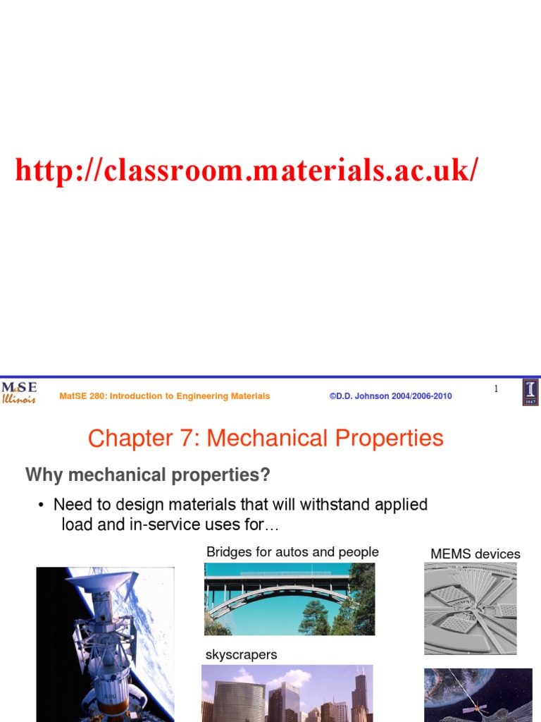 Matse 280: Introduction To Engineering Materials: ©D.D. Johnson 2004/ ...