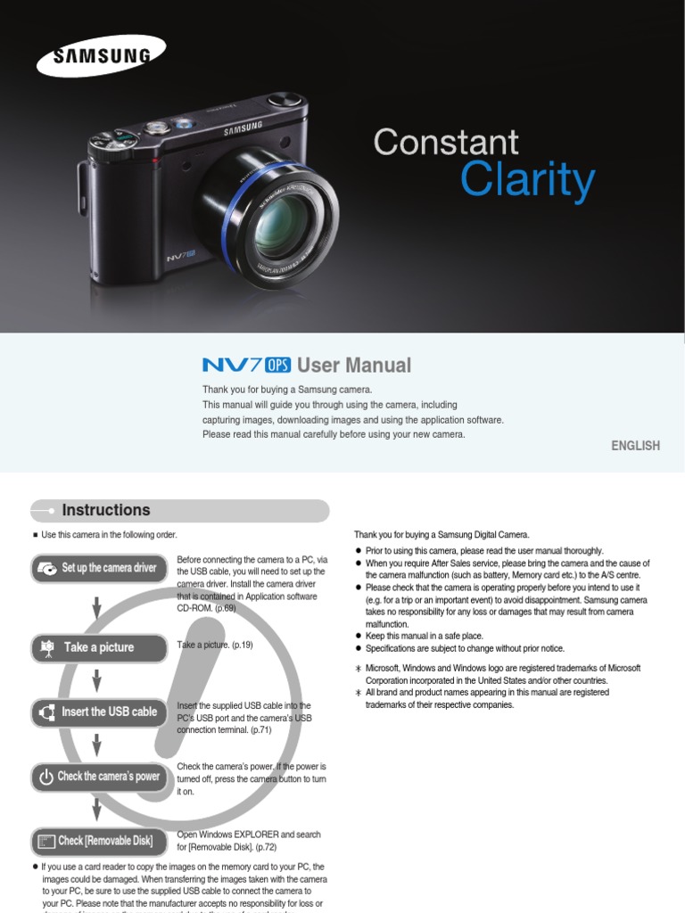 Samsung Camera NV7 User Manual | PDF | Secure Digital | Digital Camera ...