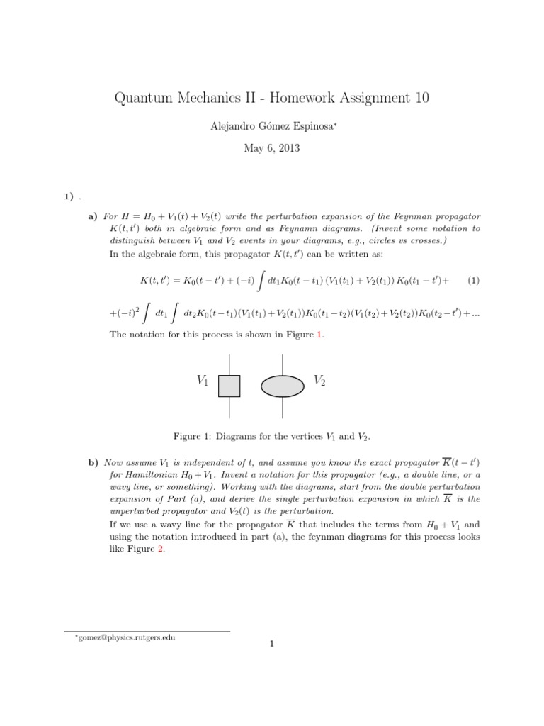 Quantum Mechanics II - Homework 10 | PDF | Perturbation Theory (Quantum ...