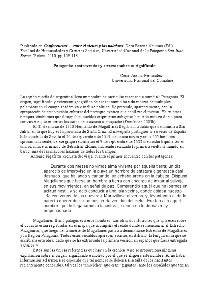 Patagonia, Etimología | PDF | Idiomas