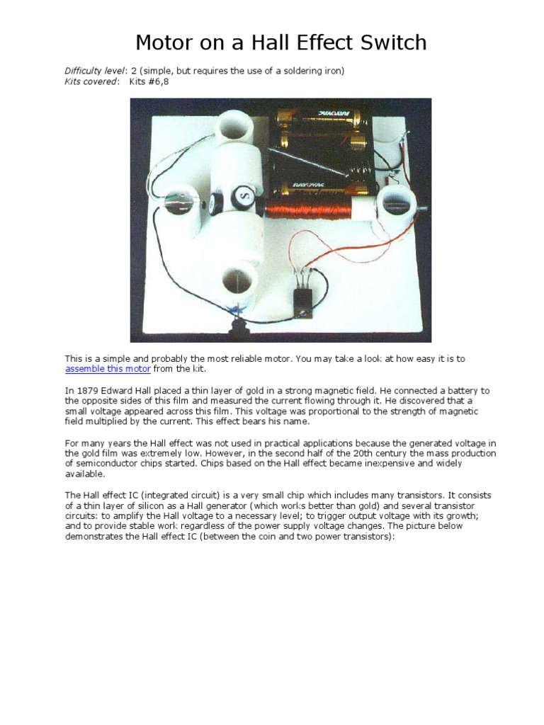 Hall Effect Motor | PDF | Integrated Circuit | Switch
