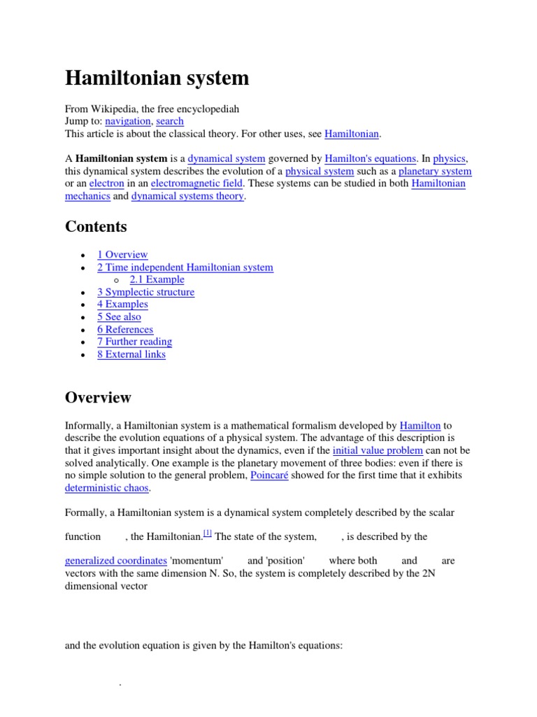 Hamiltonian System | PDF | Hamiltonian Mechanics | Dynamical System