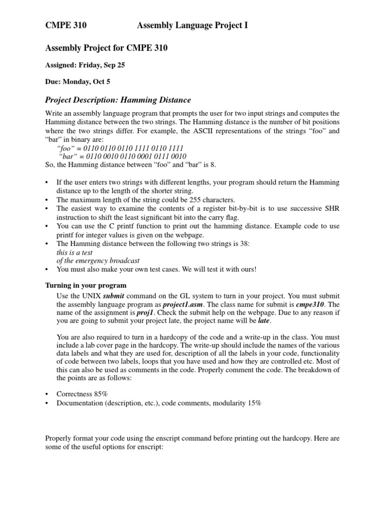 Assign1 Assem Proj1 | PDF | String (Computer Science) | Assembly Language