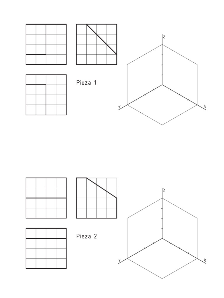 Ejercicios de Perspectiva Isométrica Con Planos Inclinados | PDF | Geometría proyectiva | Dibujo ...