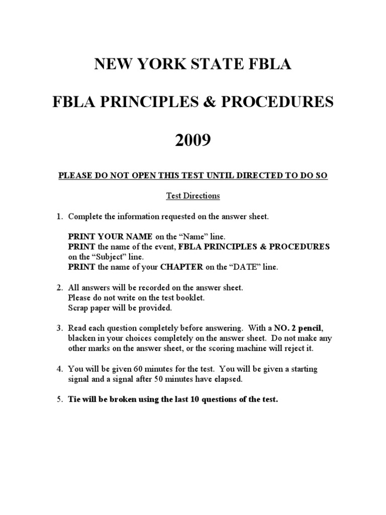 FBLA Principles & Procedures Test | PDF | Meetings | Further Education