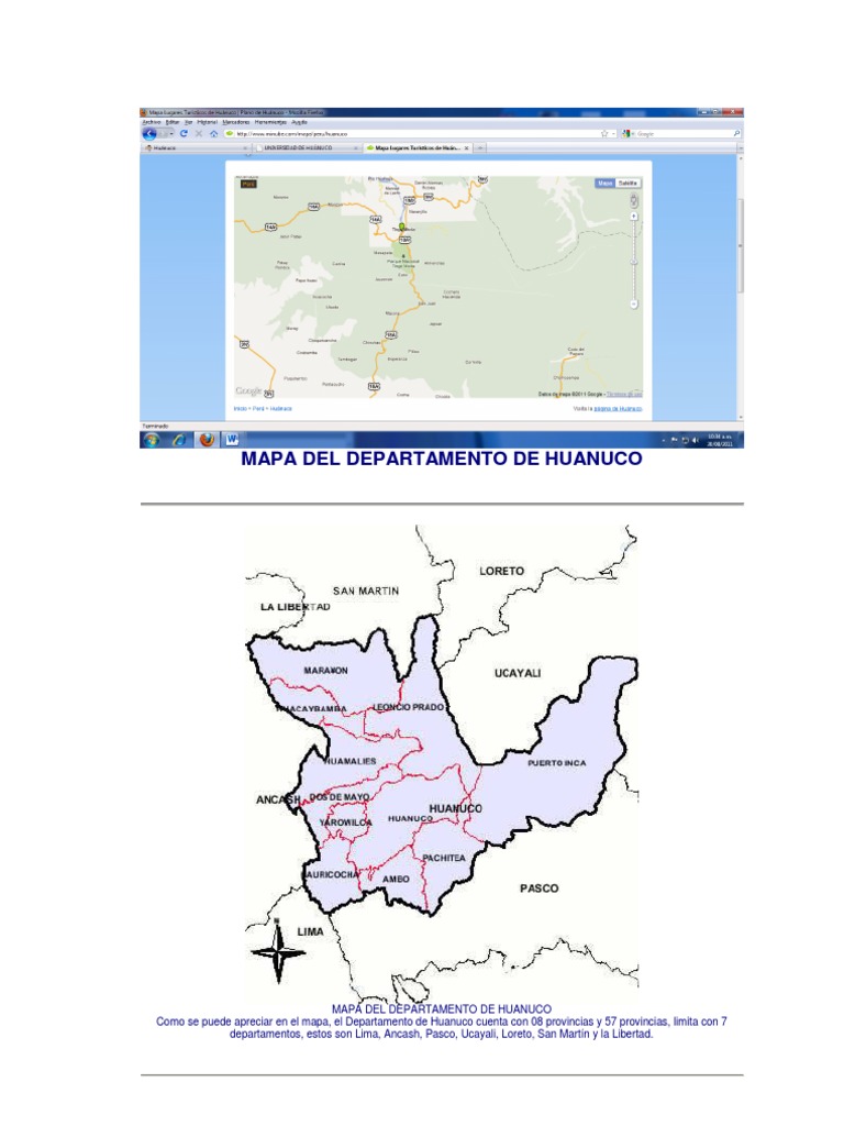 Mapa Del Departamento de Huanuco | PDF | Perú | América del Sur
