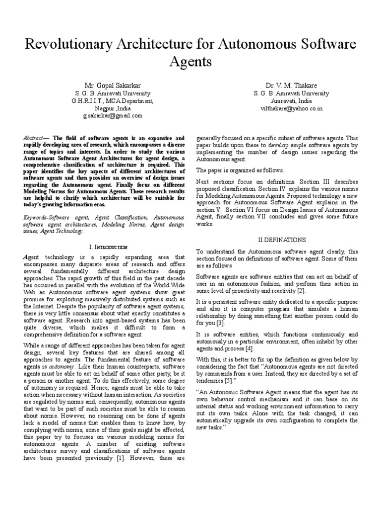 Revolutionary Architecture For Autonomous Software AgentsFinal | PDF | Component Based Software ...
