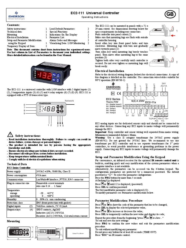 EC2-111 Universal Controller | PDF | Parameter (Computer Programming) | Electrical Wiring