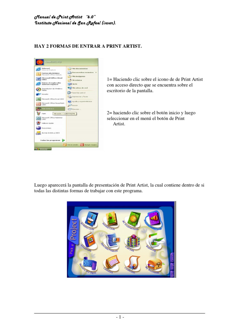 Guía de Uso de Print Artist 6.0 | PDF | Archivo de computadora | Software