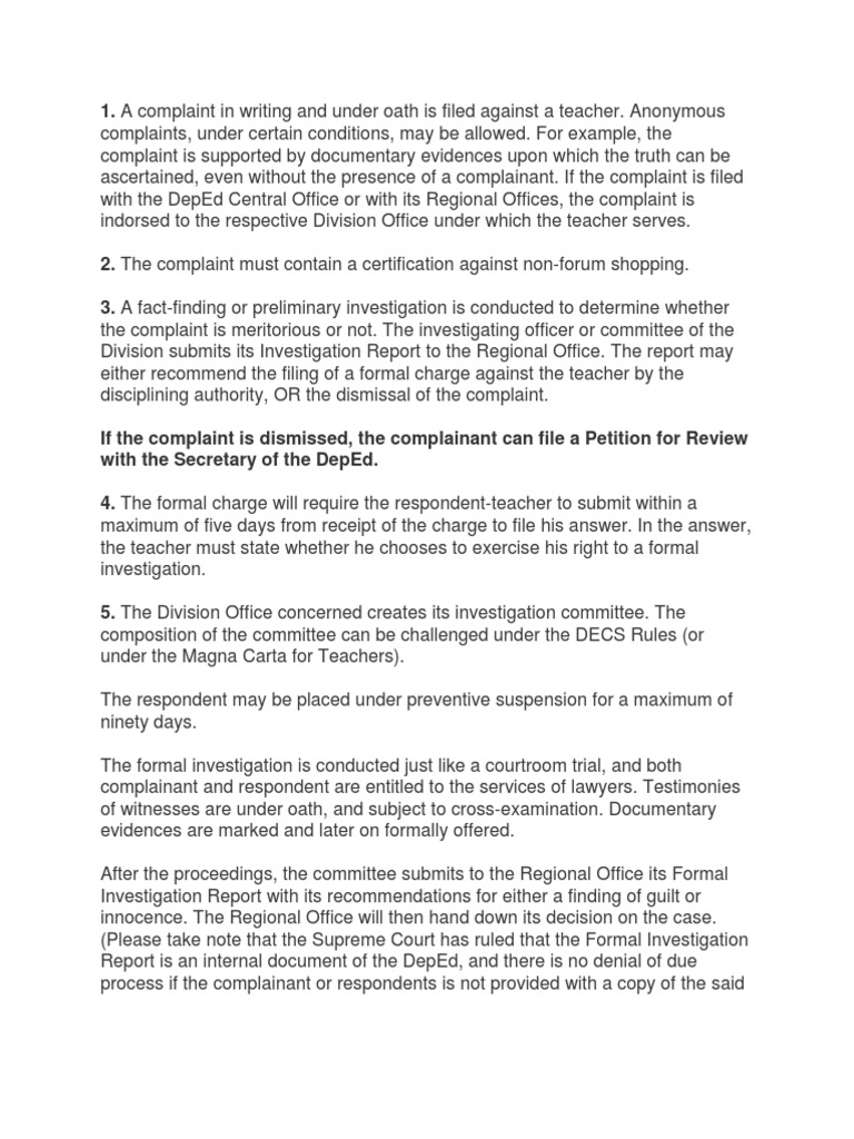 Deped | PDF | Complaint | Separation Of Powers