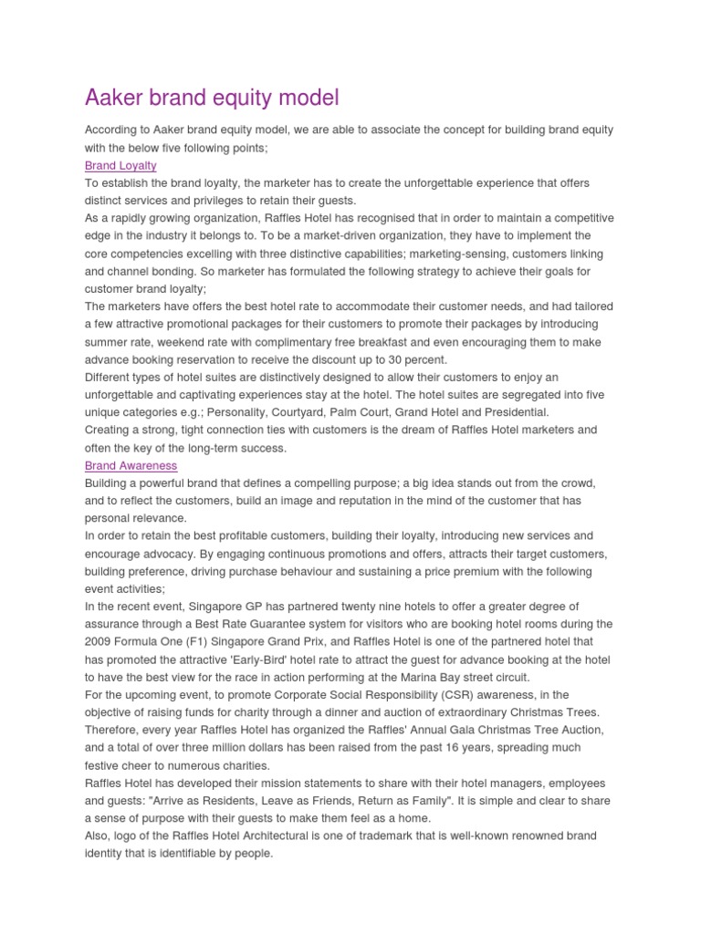 Aaker Brand Equity Model | PDF