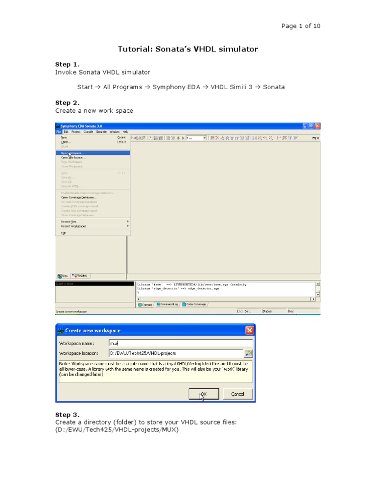 Tutorial Sonata's VHDL Simulator | PDF | Vhdl | Systems Engineering