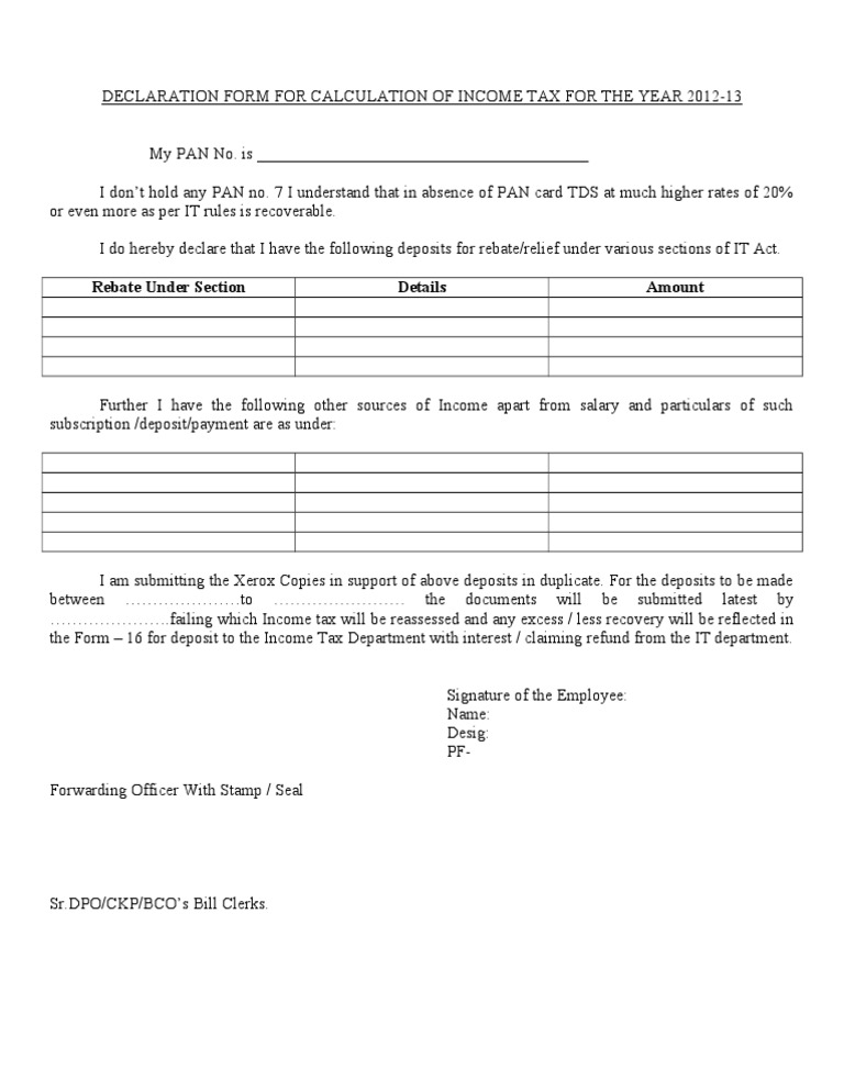 Employee Income Tax Declaration | PDF