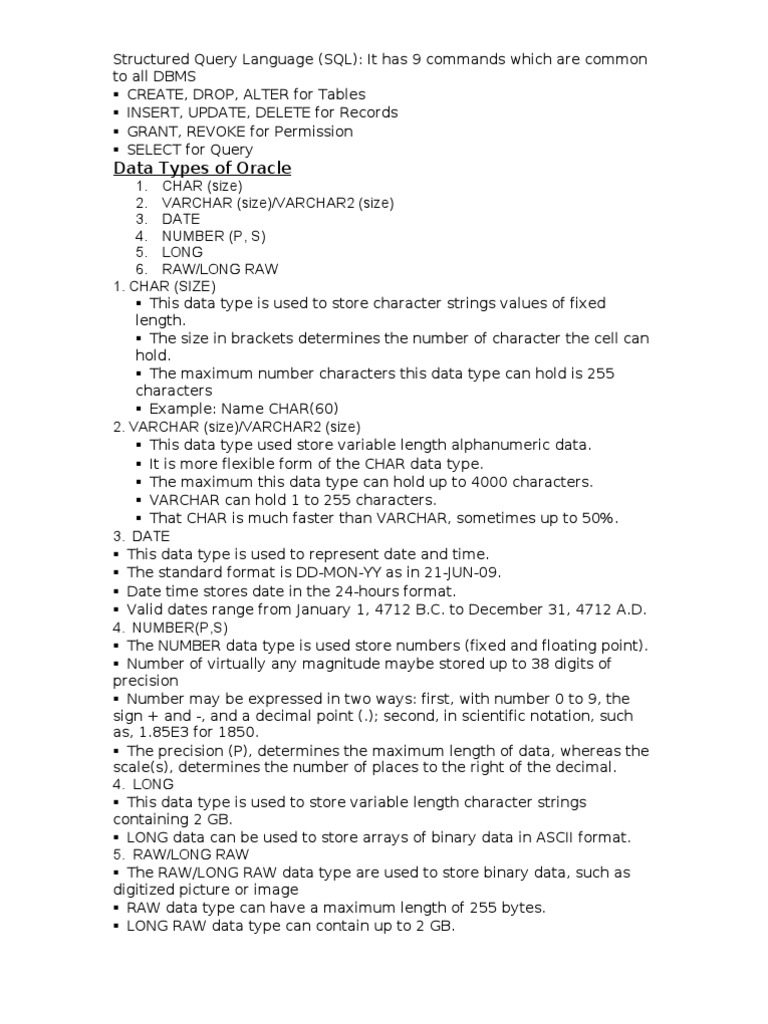SQL Notes | PDF | Sql | Data Management Software