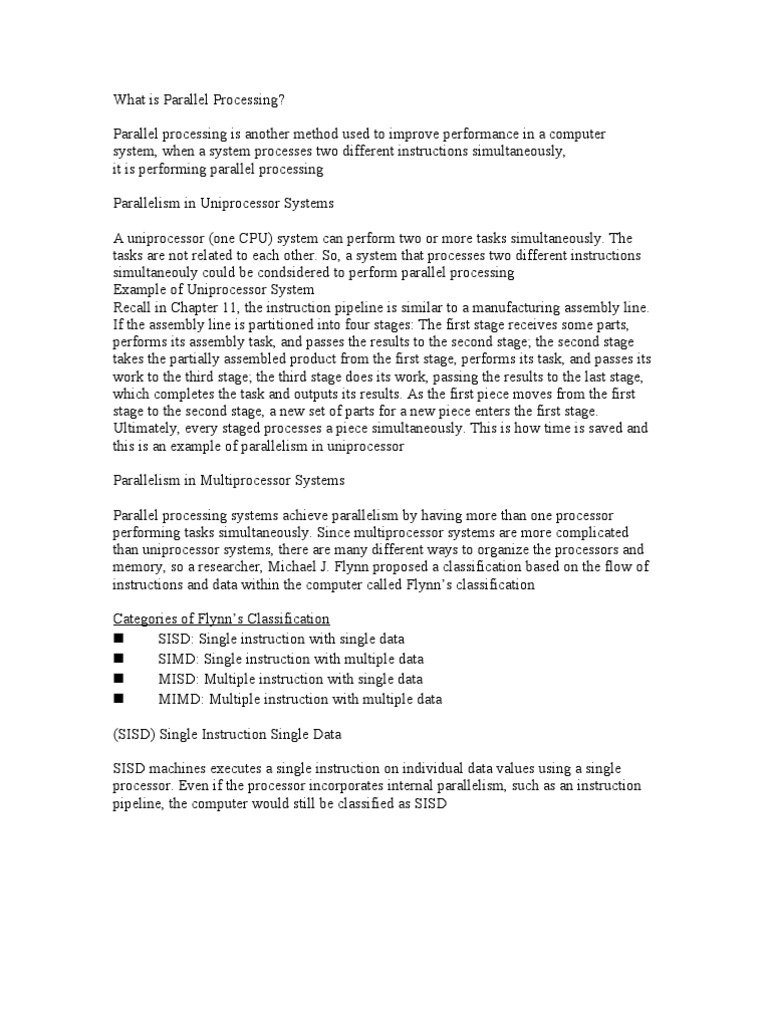 What Is Parallel Processing Pdf Parallel Computing Central Processing Unit