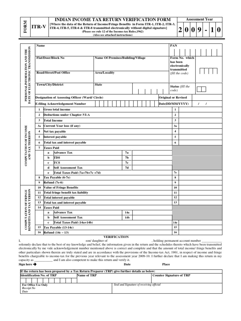Form ITR-V and Acknowledgement Final | Income Tax In India | Public Finance Form ITR-V and Acknowledgement Final | Income Tax In India | Public Finance