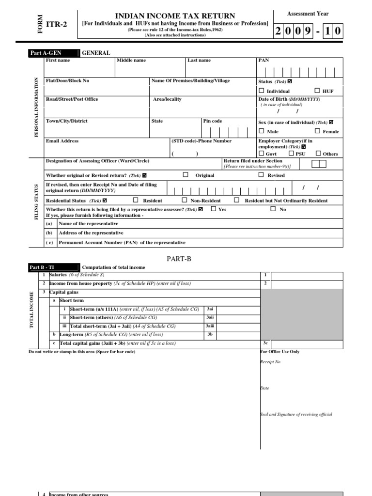 Form ITR-2 | PDF | Government Finances | Taxes