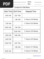 Elapsed Time Table | PDF