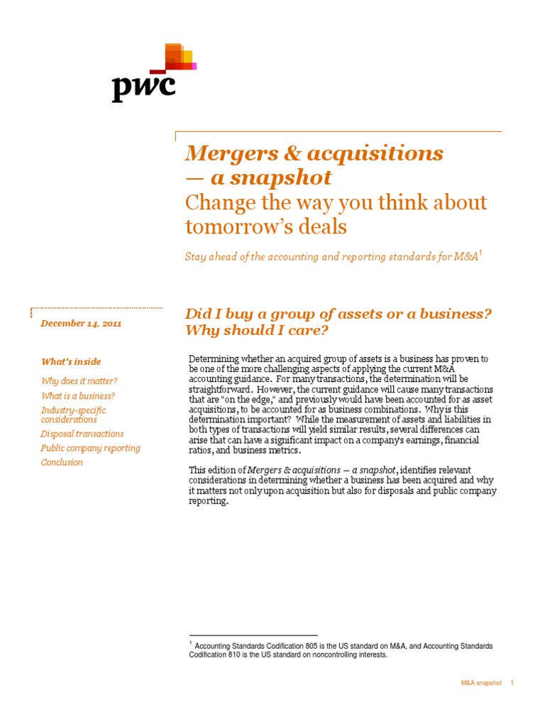 PWC - Mergers and Acqusitions - Snapshot - Asset Vs Business | PDF ...