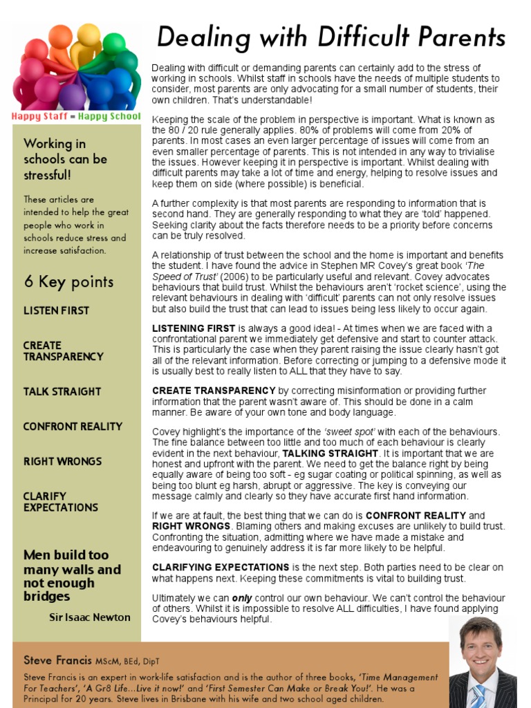 Dealing With Difficult Parents | PDF | Stress (Biology) | Cognition