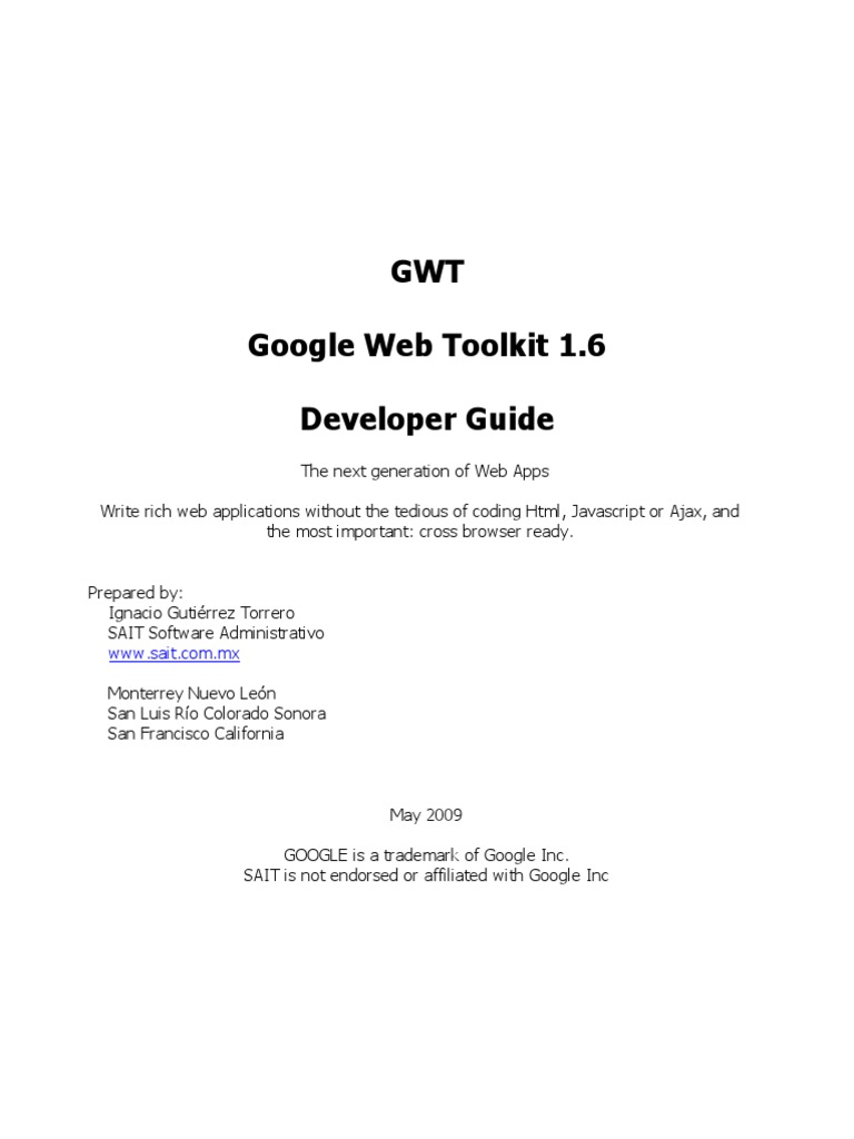 GWT 1.6: Web App Dev Guide | PDF | Application Software | Web Application