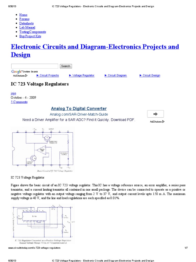 IC 723 Voltage Regulators - Electronic Circuits and Diagram-Electronics ...