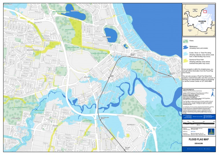 Flooding Deagon Flood Flag Map | PDF | Geography | Geographic Data And ...