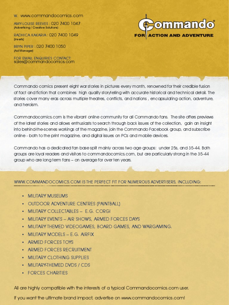 Commando Media Pack | PDF | Commando | Advertising