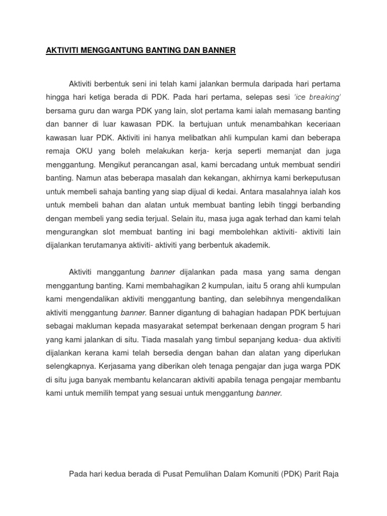 Aktiviti Menggantung Banting Dan Banner | PDF