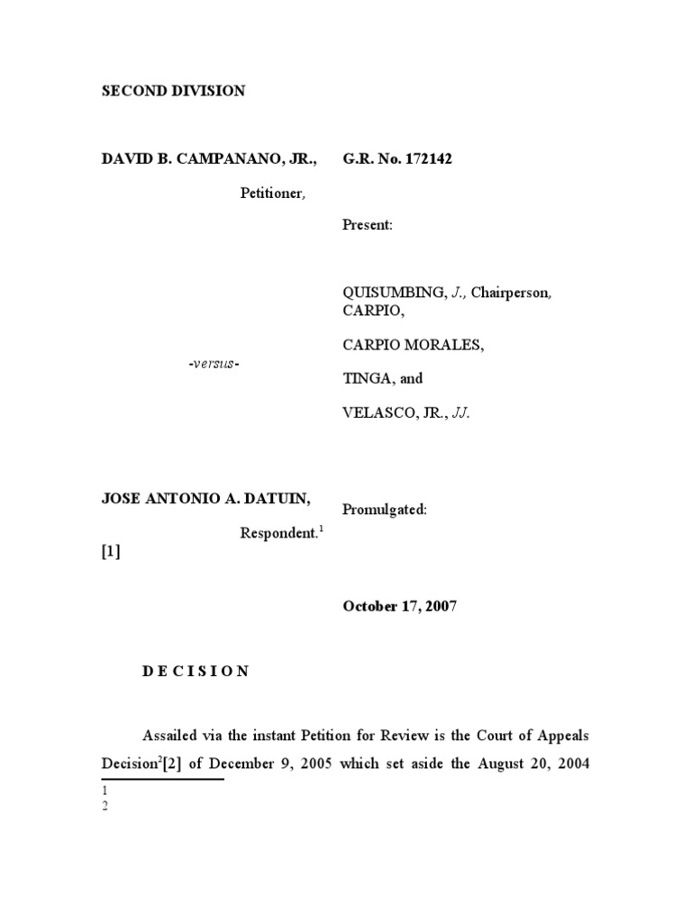 David Campanano JR Vs Jose A Datuin | PDF | Prosecutor | Perjury